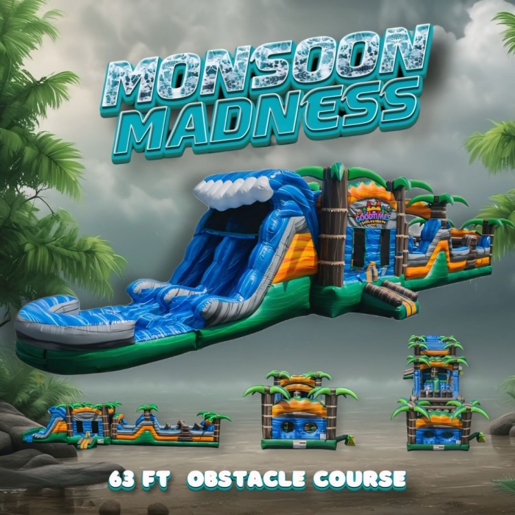 Monsoon madness 63ft obstacle - Good Times Inflatables